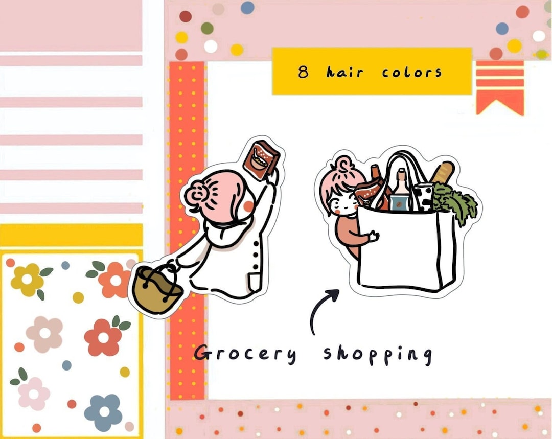 Pk130-grocery Shopping, Supermarket Stickers, Food Stickers - Etsy