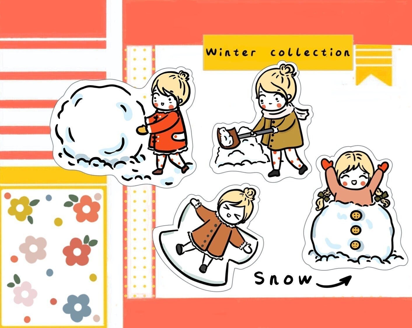 Pk117-snow Day Stickers Winter Planner Sticker - Etsy