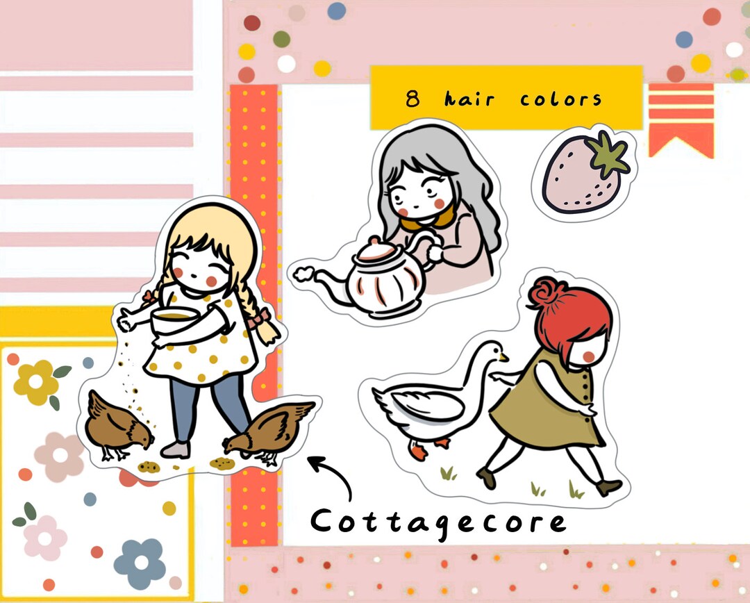Pk157-cottagecore, Cottage Stickers, Garden Stickers,farmer Stickers - Etsy