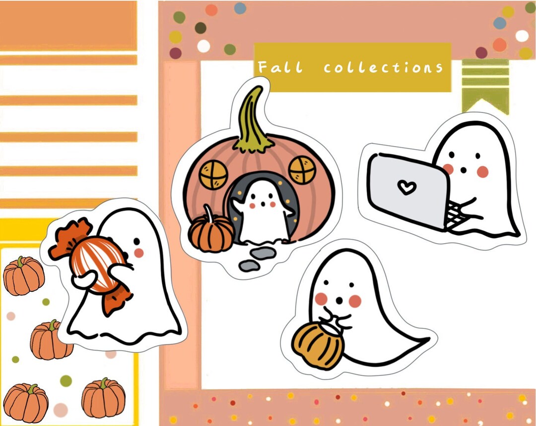 Ci013-little Ghost Stickers, Halloween Planner Stickers, Fall Stickers ...