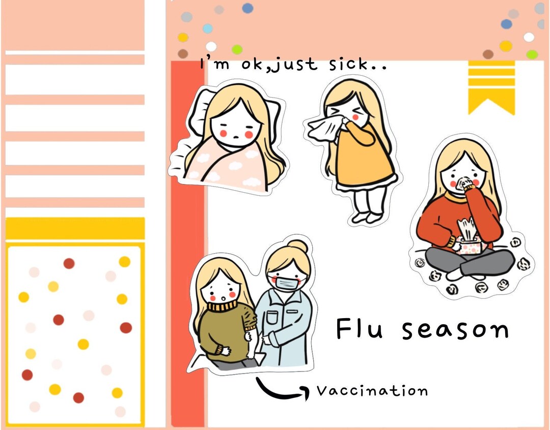 Pk25-flu Season Planner Stickers, Character Stickers, Cute Sticker ...
