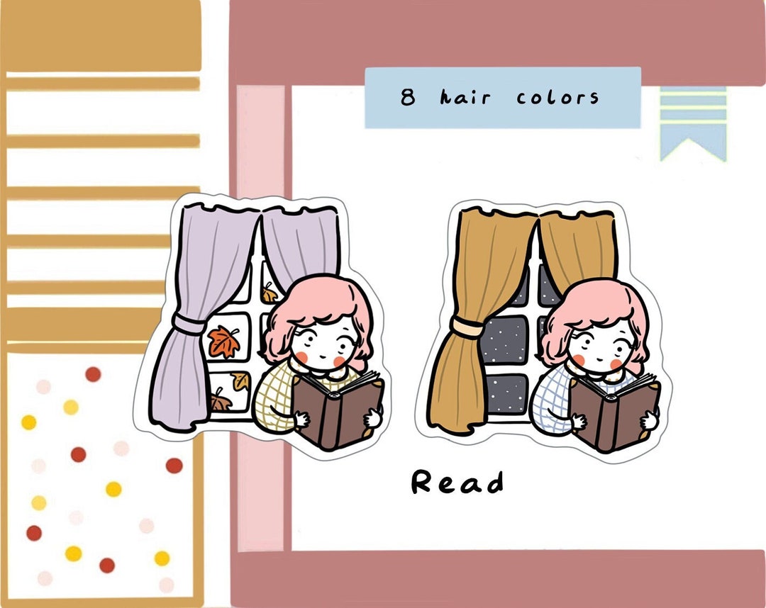 Pk159-autumn Reading Time Sticker, Book Sticker, Reading Stickers - Etsy