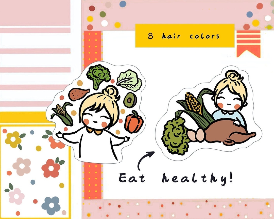 Pk132-healthy Eating Stickers Vegetables Eat Healthy Food - Etsy