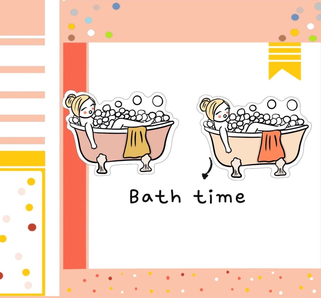 Pk24-bath Time Sticker, Self Care, Planner Sticker, Journal Sticker ...