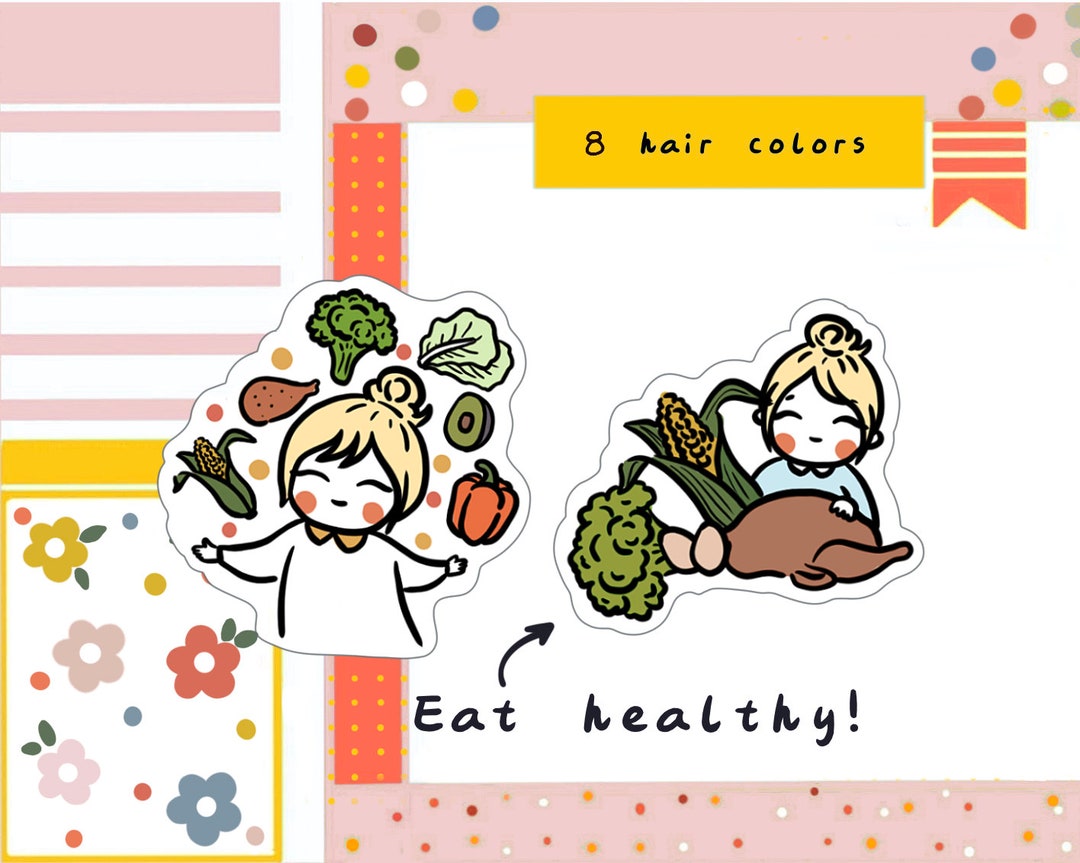 Pk132-healthy Eating Stickers, Vegetables, Eat Healthy, Food Tracker ...