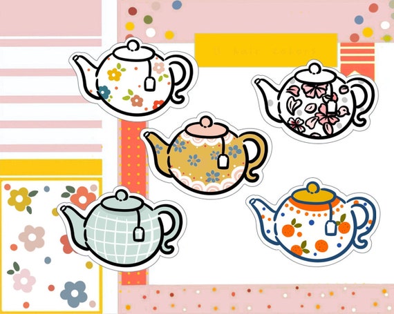 Ci10-kettle Stickers Tea Cups Tea Bag Sticker Journal - Etsy