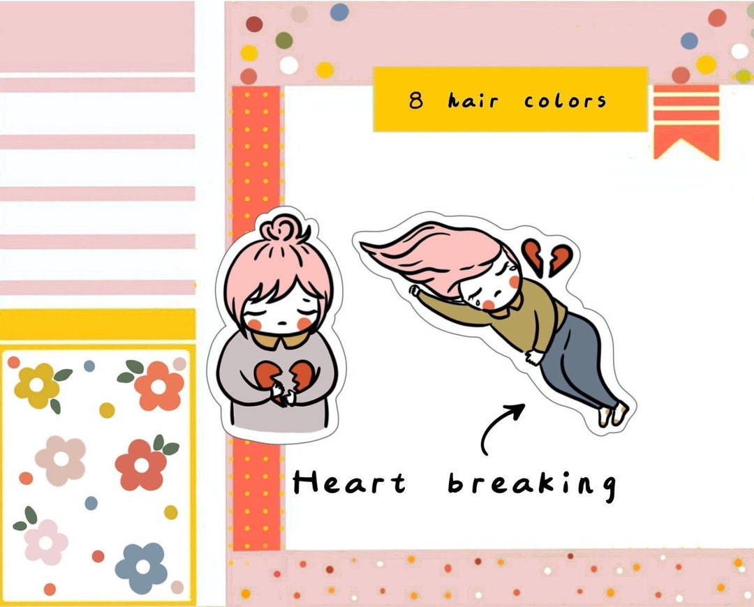 Pk133-heart Breaking Emotion Stickers, Sad Emotion Stickers Planner ...