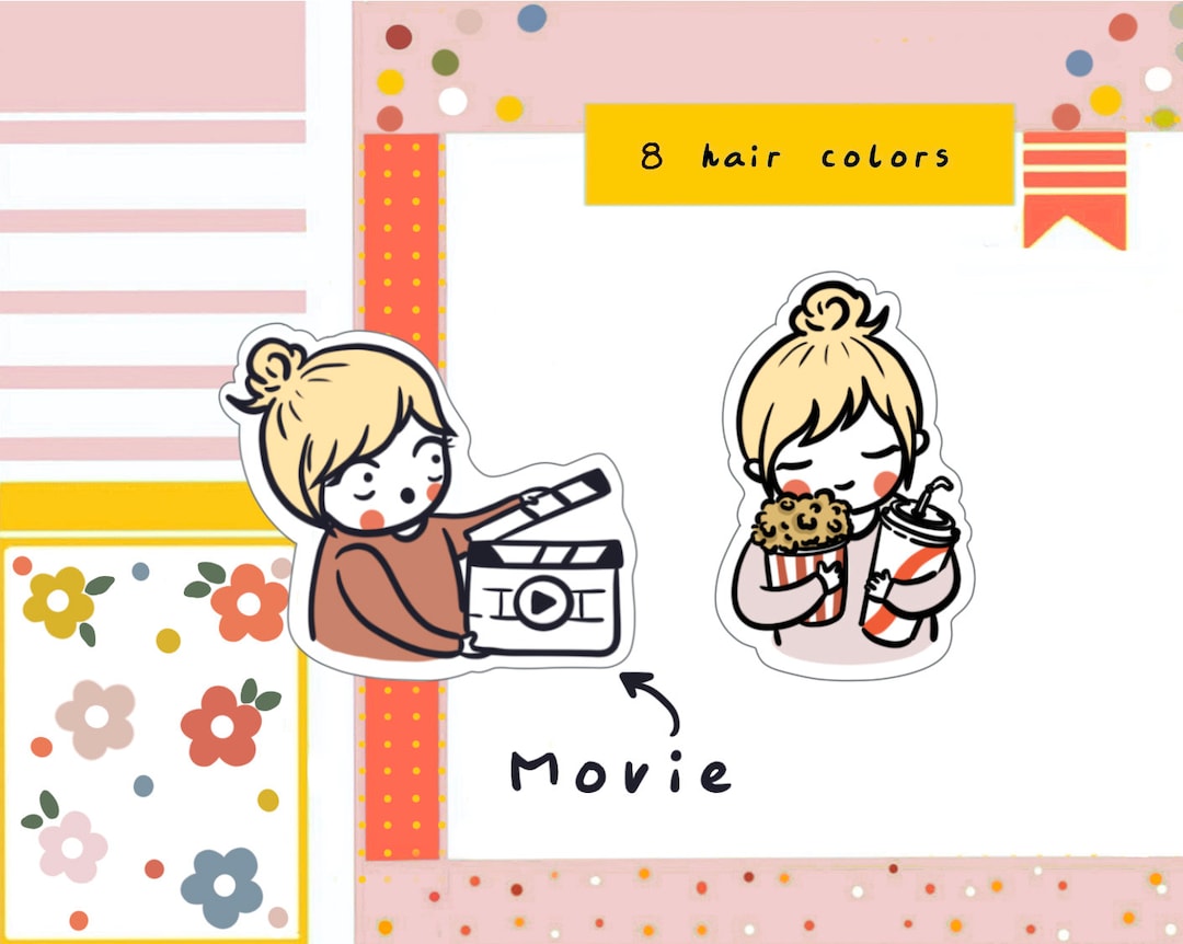 Pk136-movie Night, Theater, Popcorn Stickers - Etsy