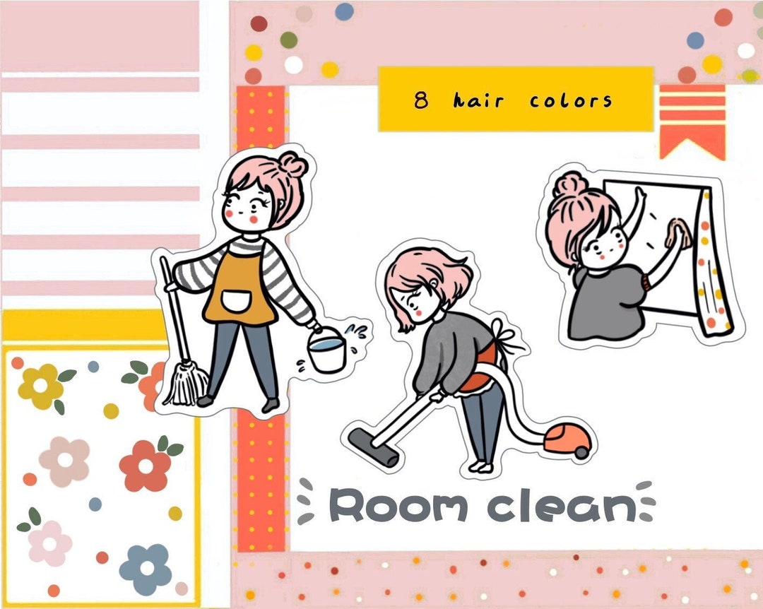 Pk56-cleaning Day Planner Sticker, House Clean Sticker, Character ...