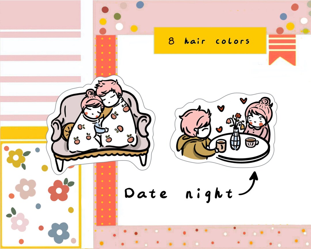 Pk162-date Night Stickers, Couple's Stickers, Dating Planner Stickers ...