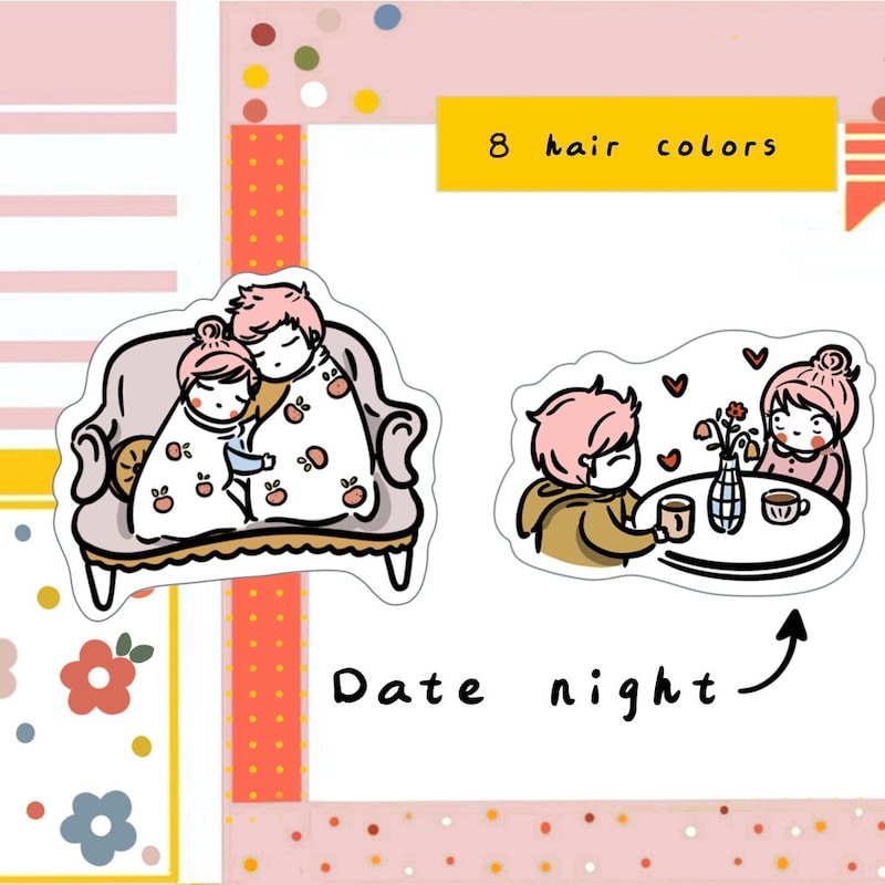 Romantic Kiss Stickers - Etsy