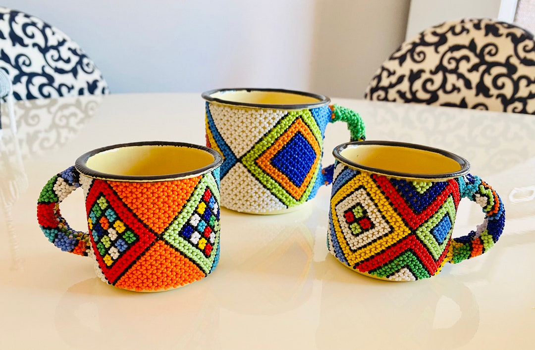 Retro Vintage Beaded Mugs - Collectables - Etsy