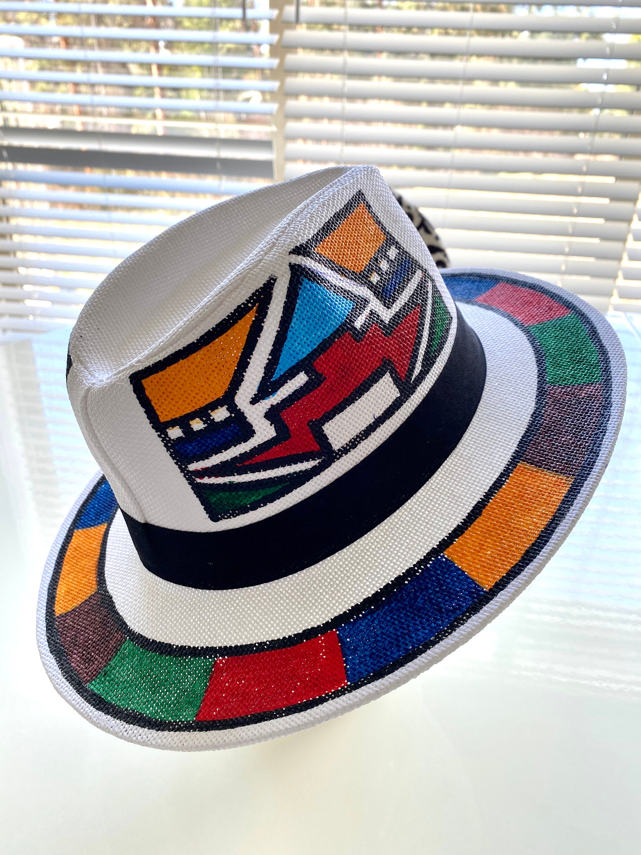 Unisex Hand Painted Fedora Hat - Ndebele Art - Etsy