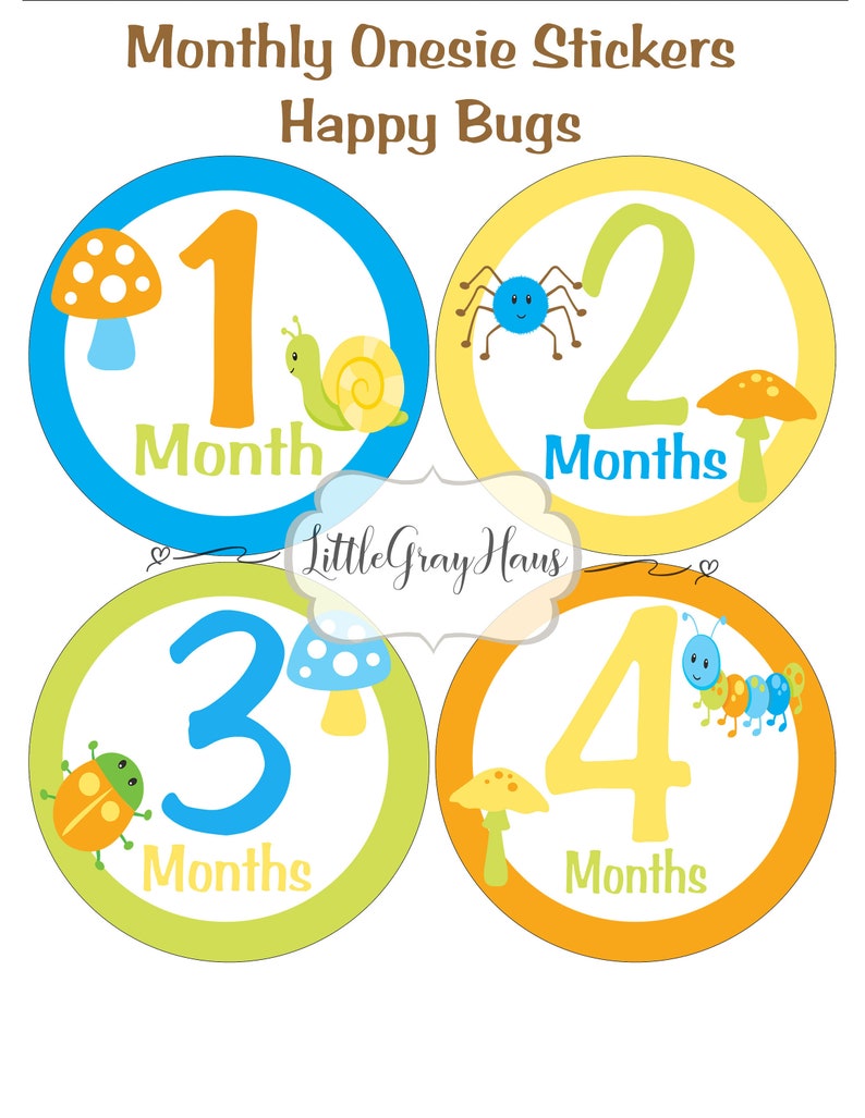 INSTANT Download-printable Round Monthly Infant Stickers, Baby Gift ...