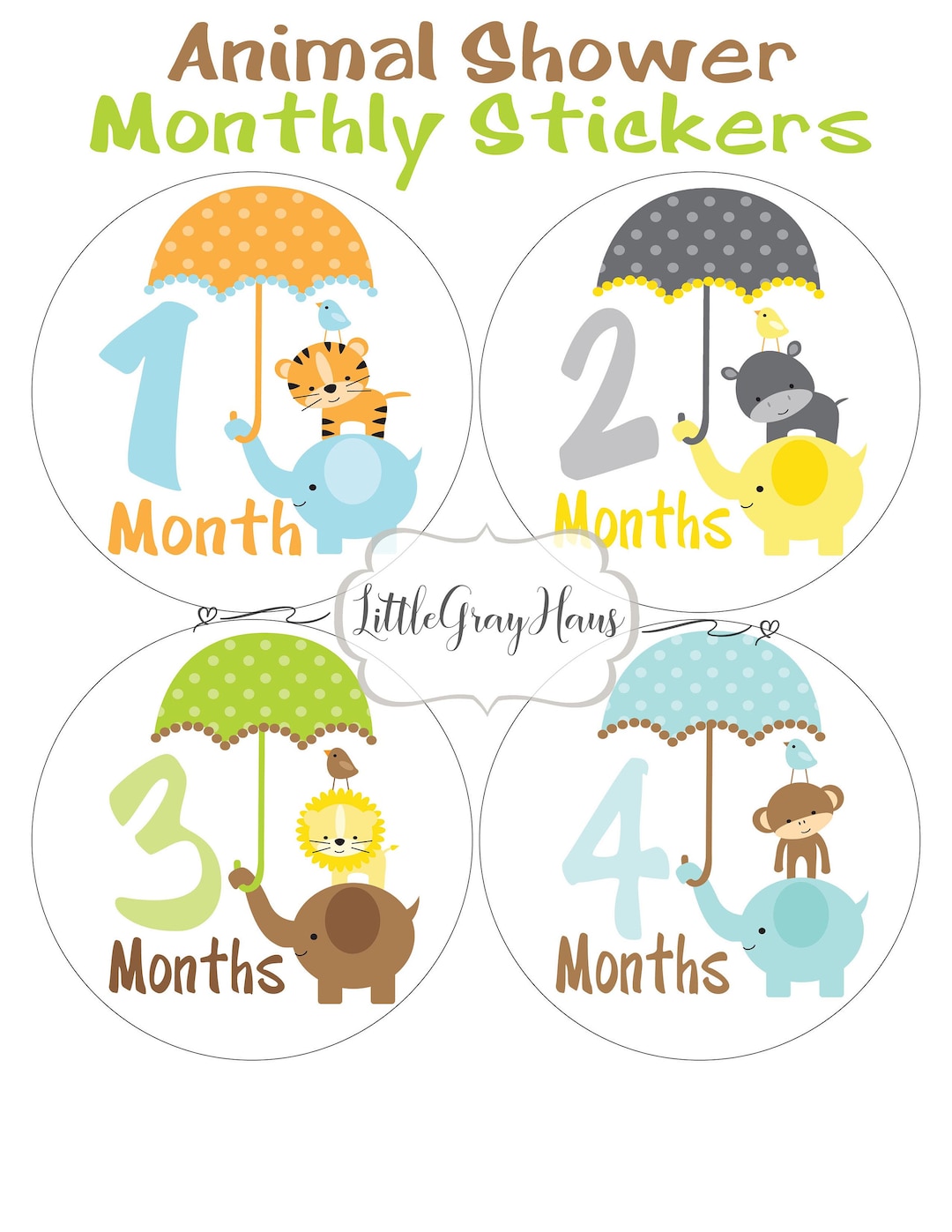 INSTANT Download-printable Round Monthly Infant Stickers, Baby Gift ...