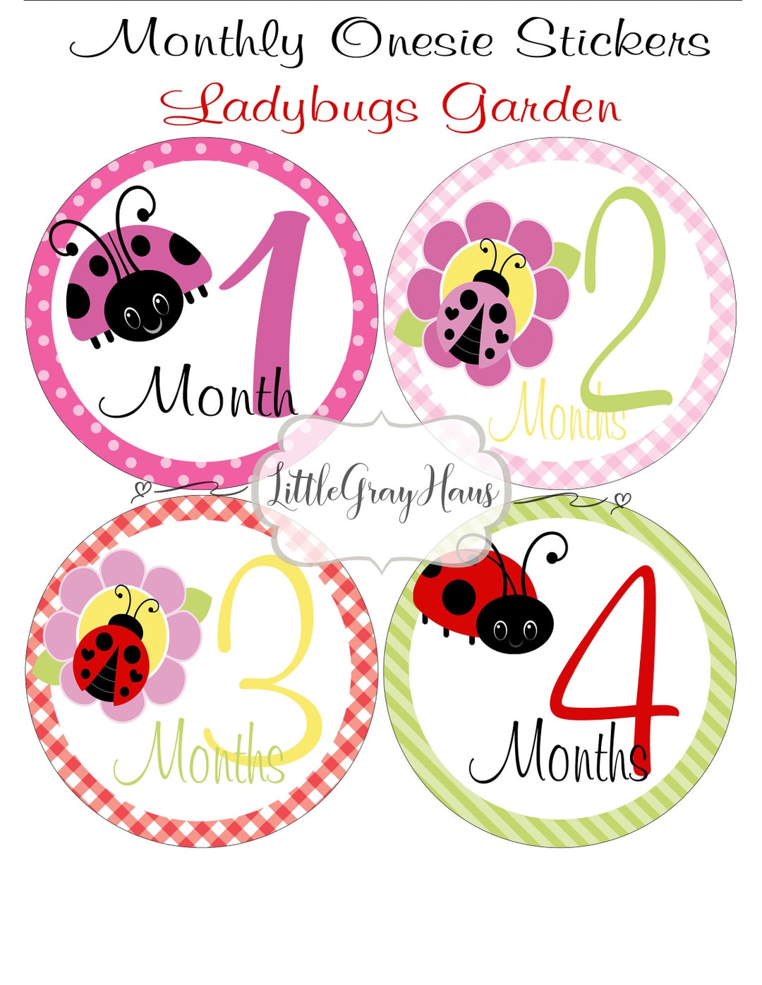 PRINTABLE Round Monthly Infant Stickers, Bodysuit Stickers, PDF Instant ...