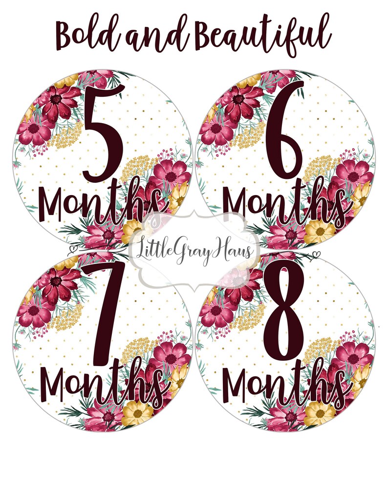 PRINTABLE Round Monthly Infant Stickers, Bodysuit Stickers, PDF Instant ...