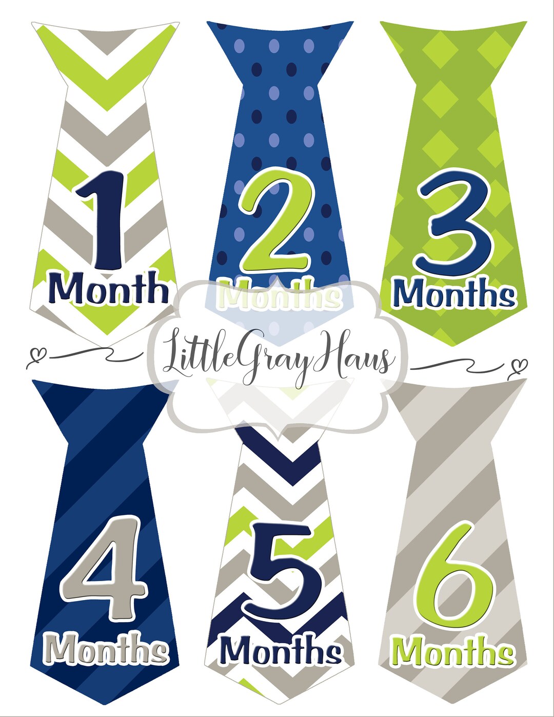 Monthly Tie Stickers, Best Baby Boy Gifts, Baby Shower Gifts, Printable ...