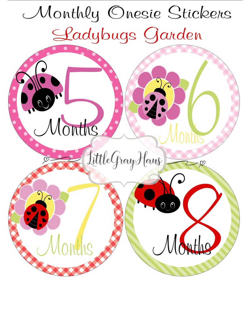 PRINTABLE Round Monthly Infant Stickers, Bodysuit Stickers, PDF Instant ...