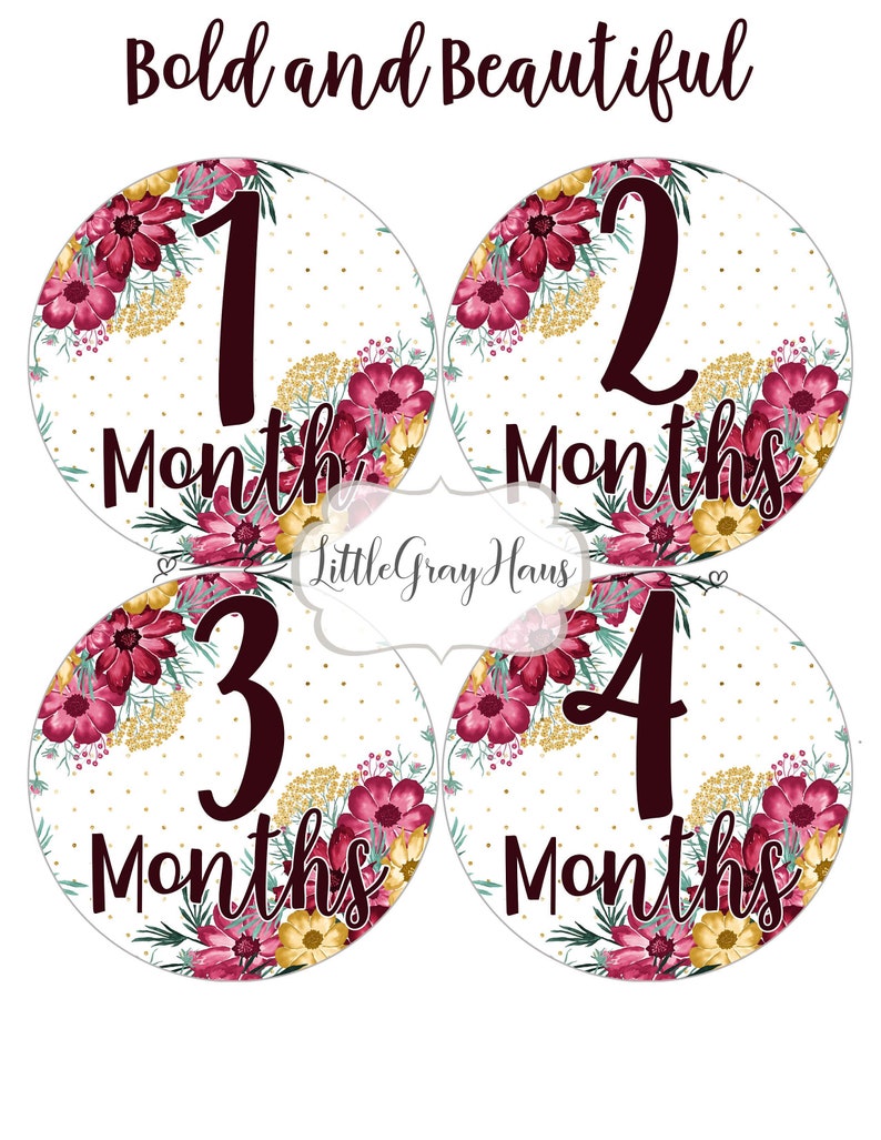 PRINTABLE Round Monthly Infant Stickers, Bodysuit Stickers, PDF Instant ...