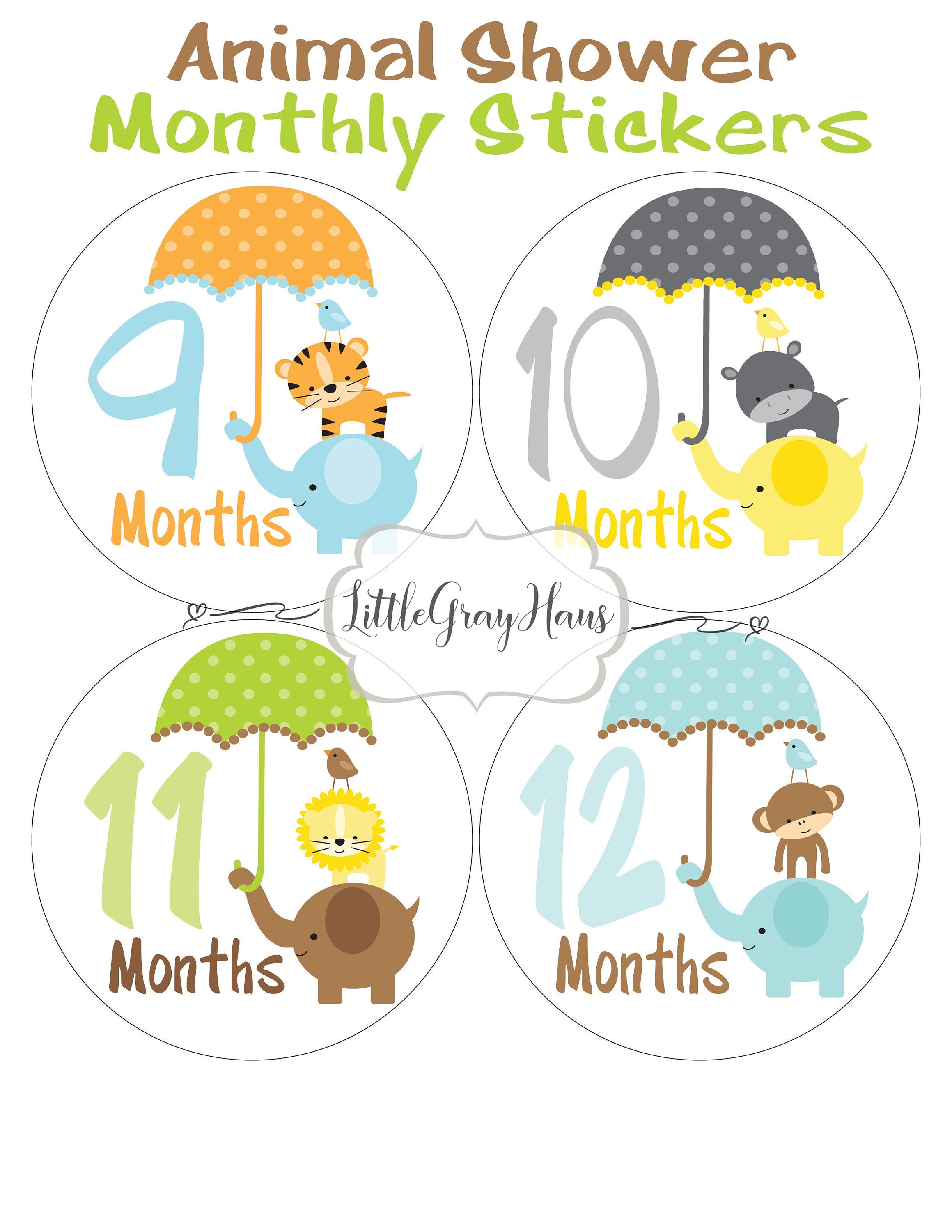 INSTANT Download-printable Round Monthly Infant Stickers, Baby Gift ...