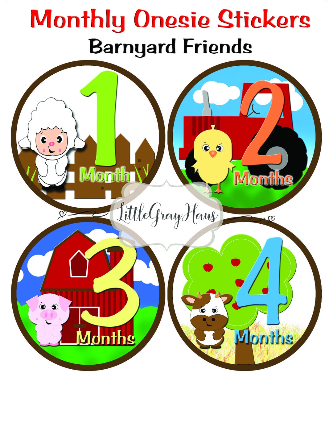 INSTANT Download-printable Round Monthly Infant Stickers, Baby Gift ...