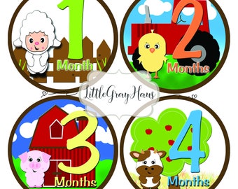 INSTANT Download-printable Round Monthly Infant Stickers, Baby Gift ...