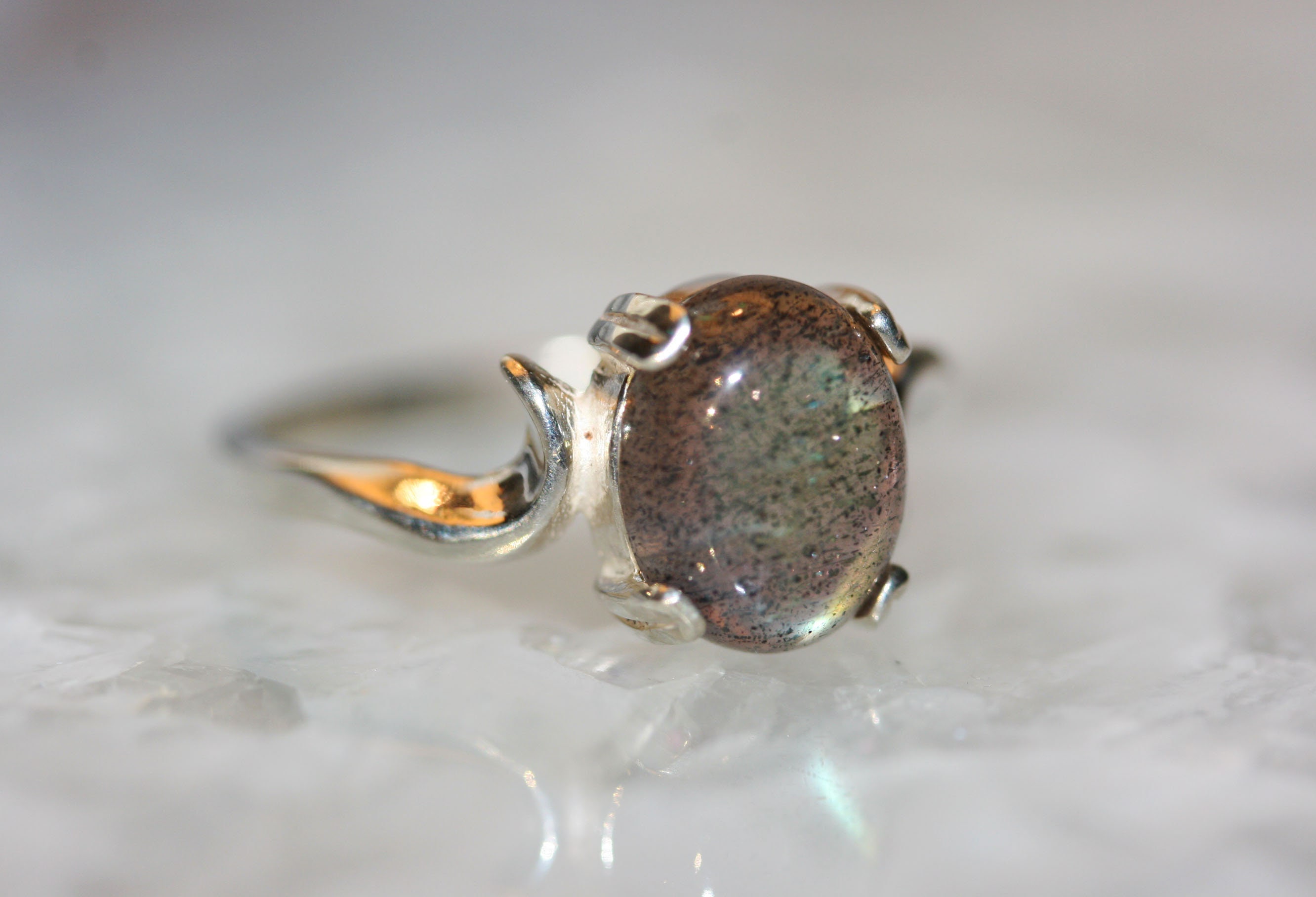 Labradorite Sterling Silver Ring 10x8mm Cabochon Labradorite - Etsy