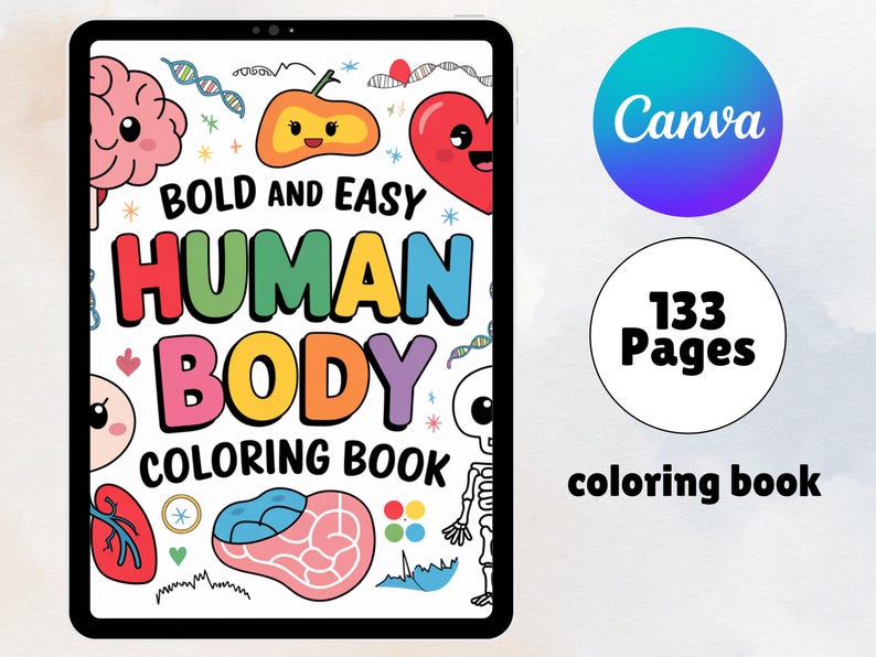 Bold and Easy Human Body Coloring Book for Kids | 100+ Educational ...