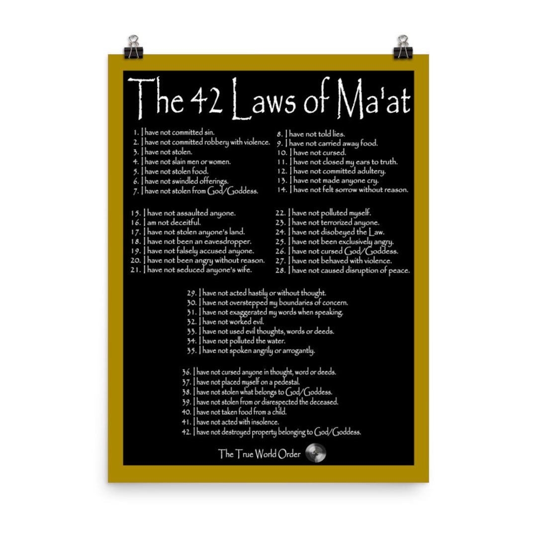 The True World Order "the 42 Laws of Ma'at" Photo Paper Poster - Etsy