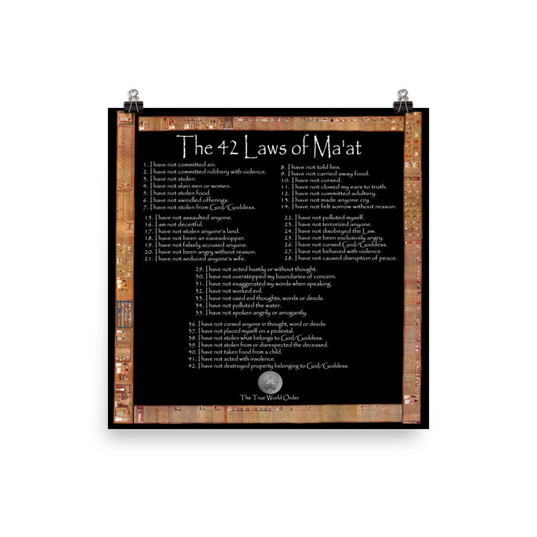 The True World Order “42 Laws of Ma’at Surrounded by the Book of the ...