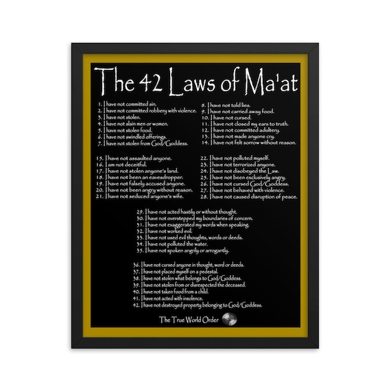 The True World Order the 42 Laws of Maat Framed Premium | Etsy