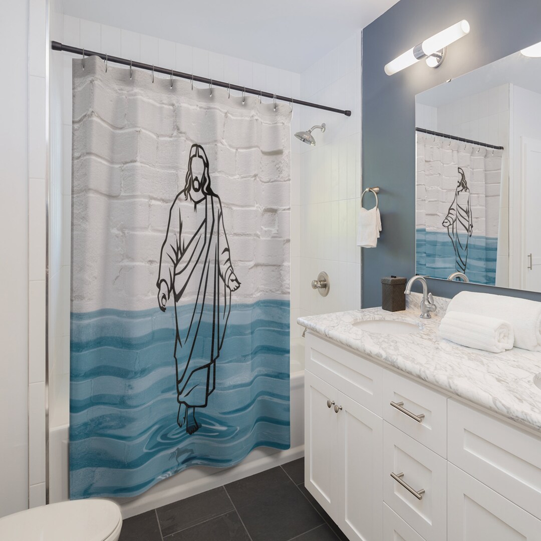 Jesus Walking on the Waters Shower Curtains, Christian Gift for Her ...