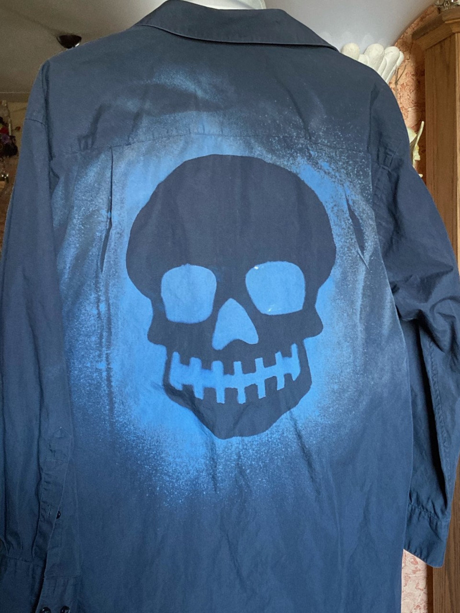Unisex Skull Dress Shirt Mens Size L Etsy