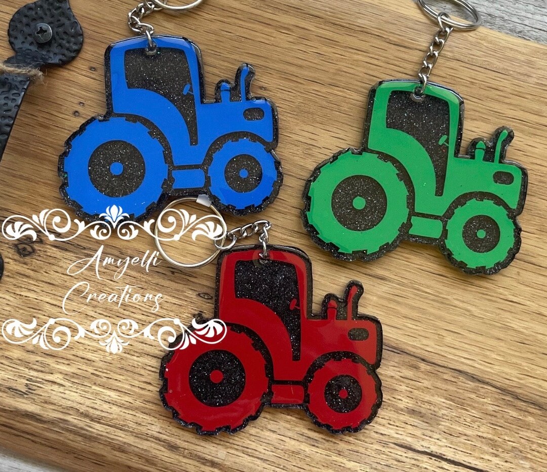 Tractor Keychain, Farmer Keychain, Farmer's Wife Glitter Keychain, Farm ...