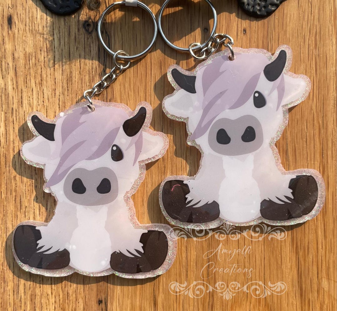 Highland Cow Keychain, Western Ranch Animal, Cow Keychain, Bag Tag ...