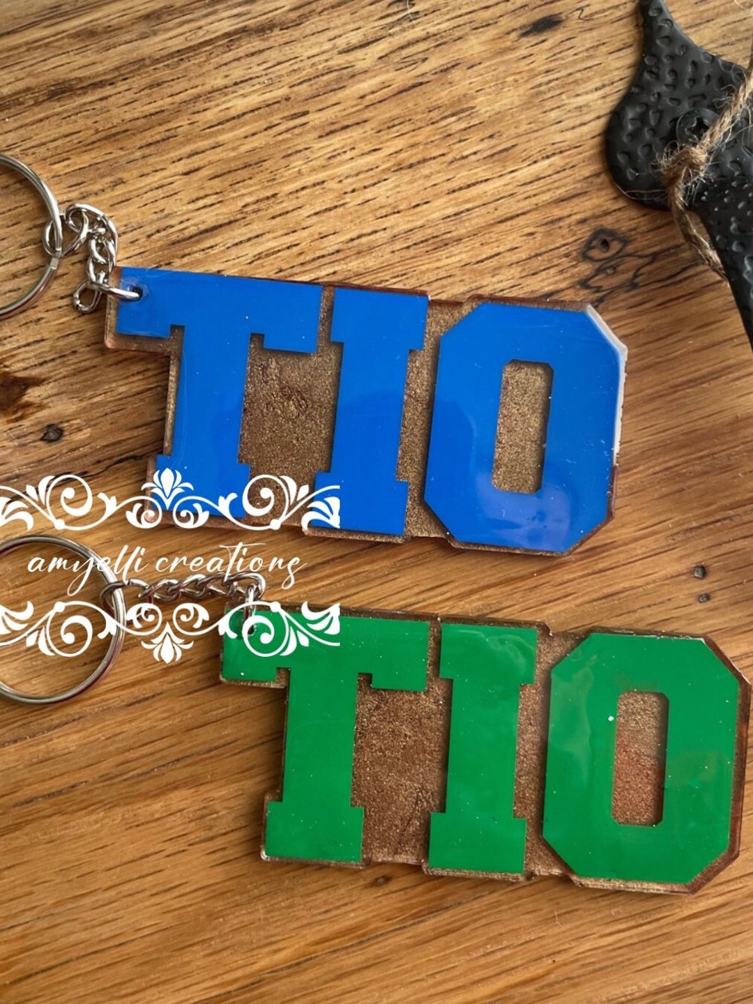 Promoted to Tio Keychain: Handmade Epoxy Glitter Uncle Gift, Tio, Gifts ...