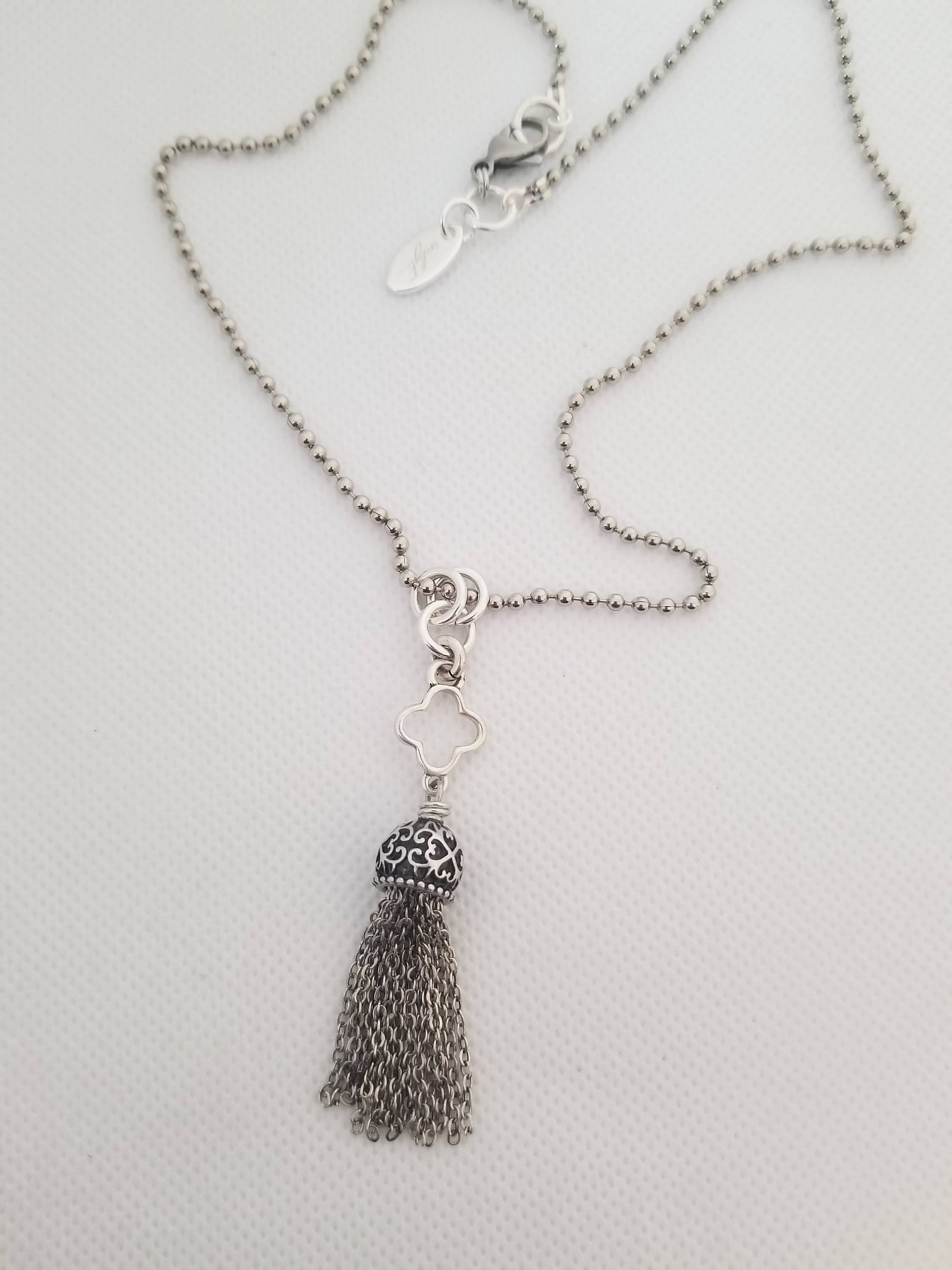 Addison Charm Necklace Silver-plated Ball Chain Antique | Etsy