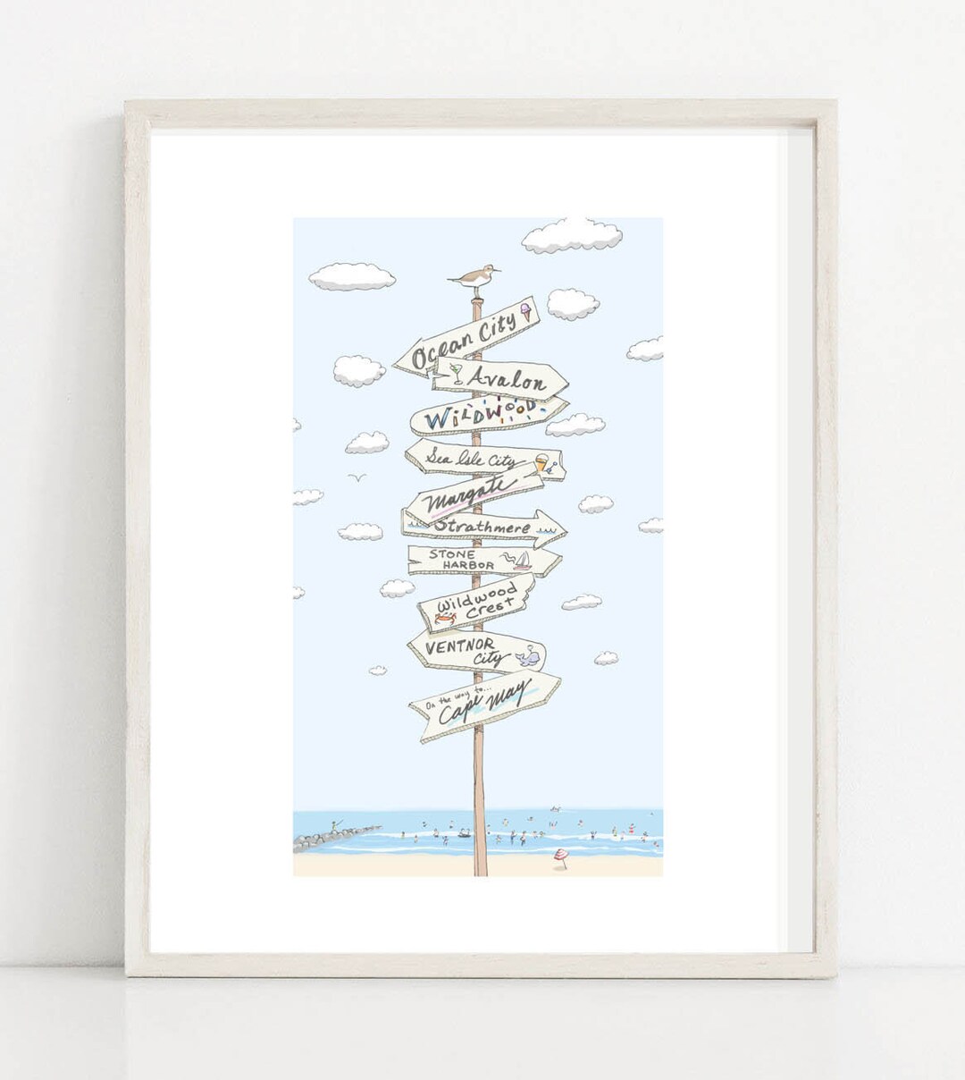 South Jersey Shore Art Print Featuring Cape May, Ocean City, Avalon ...