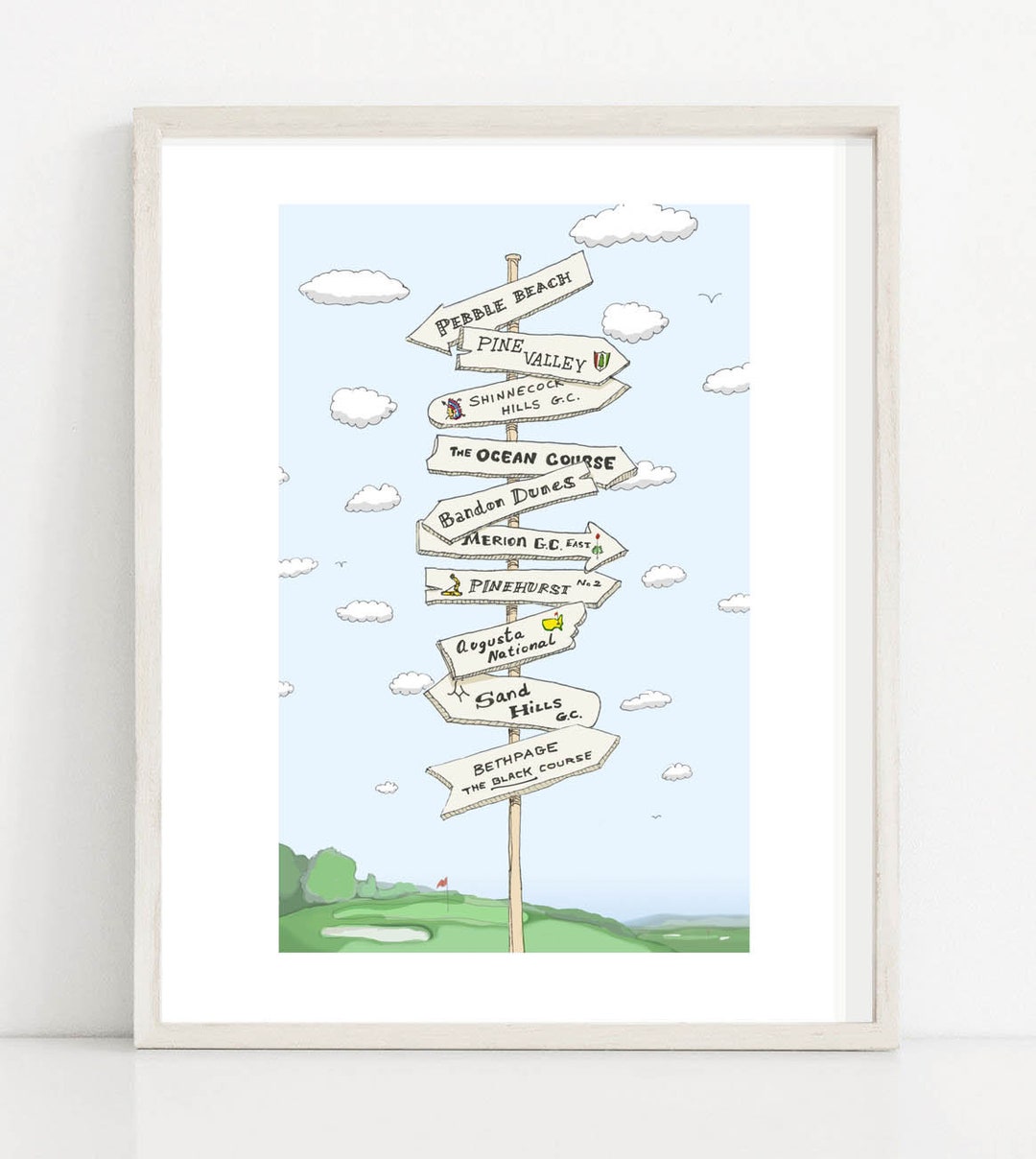 Famous Golf Course Art Print - 16x20 - Pebble Beach, Pine Valley ...