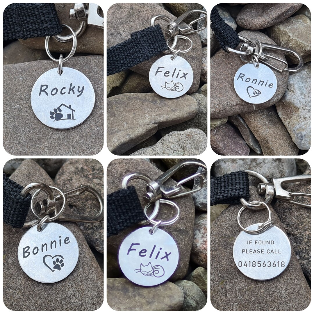 Quality Etched Pet ID Tags Stainless Steel, Personalised Dog, Cat ID ...