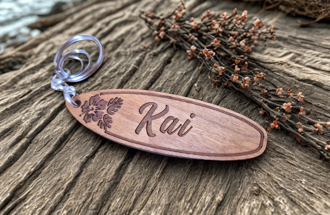 Personalized Surfboard Keychain: Laser Etched Wood Surfer Gift - Etsy