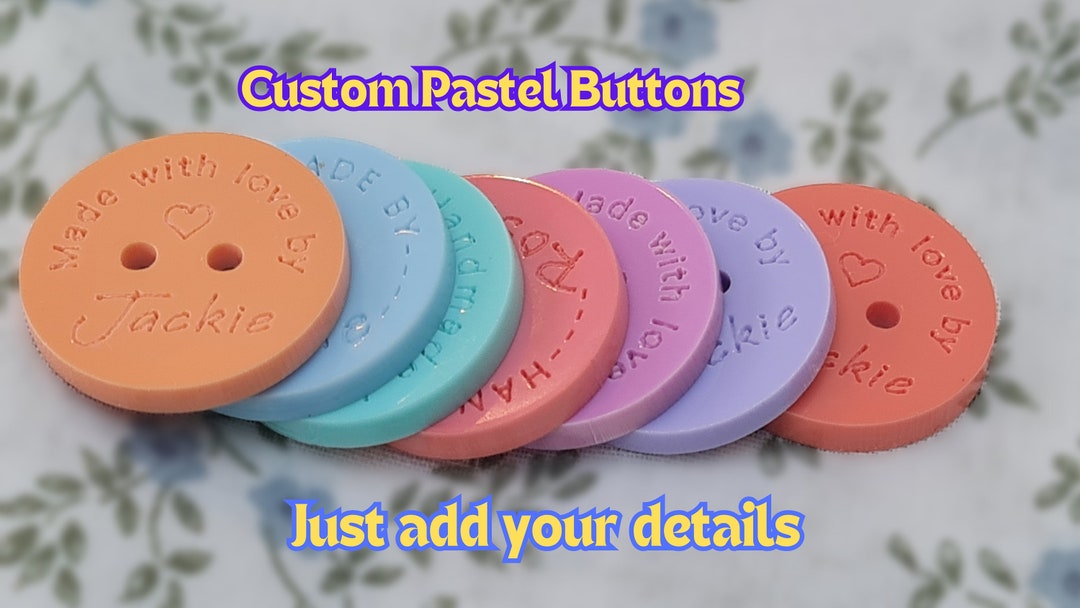 Shaped Pastel Coloured Buttons, Custom Made, Laser Cut, Made to Order ...