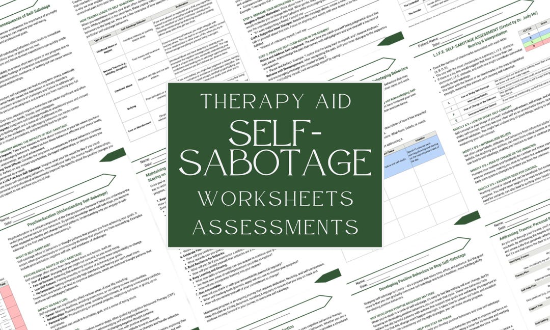 Self-sabotage Therapy Aid • Worksheets, Assessments & Tools • Instant ...