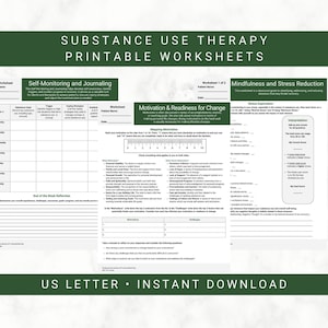Substance Use Therapy • Addiction Recovery • Printable Worksheets PDF ...