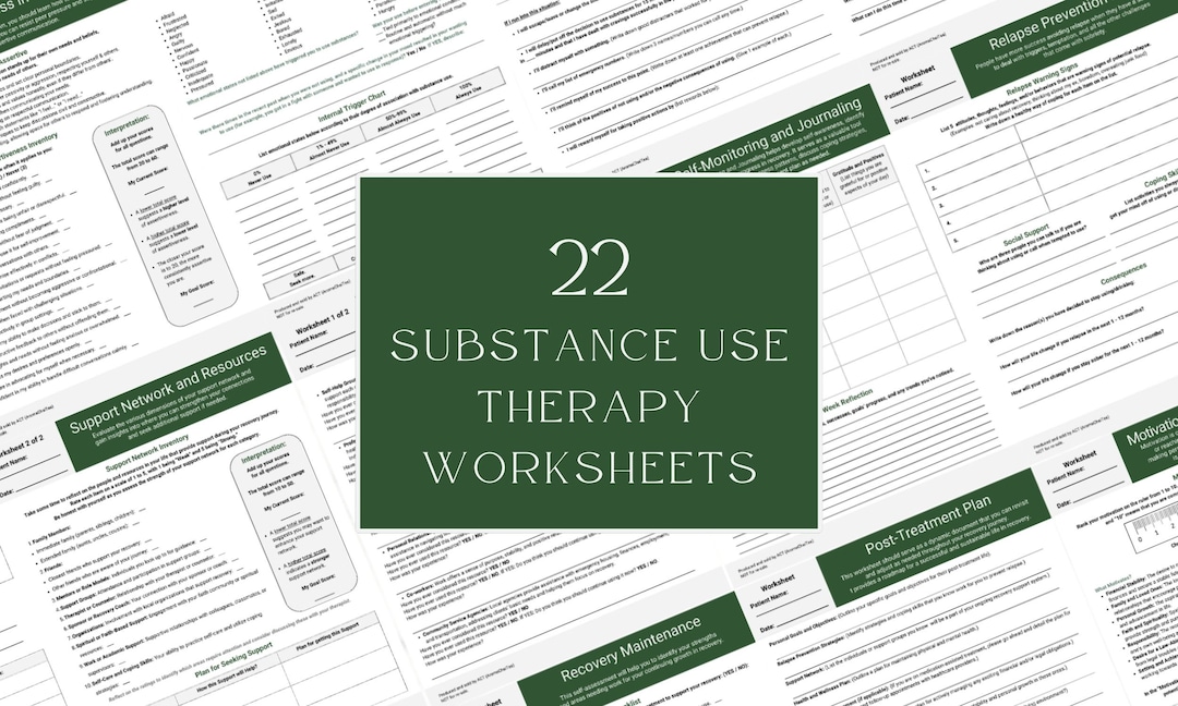 Substance Use Therapy • Addiction Recovery • Printable Worksheets PDF ...