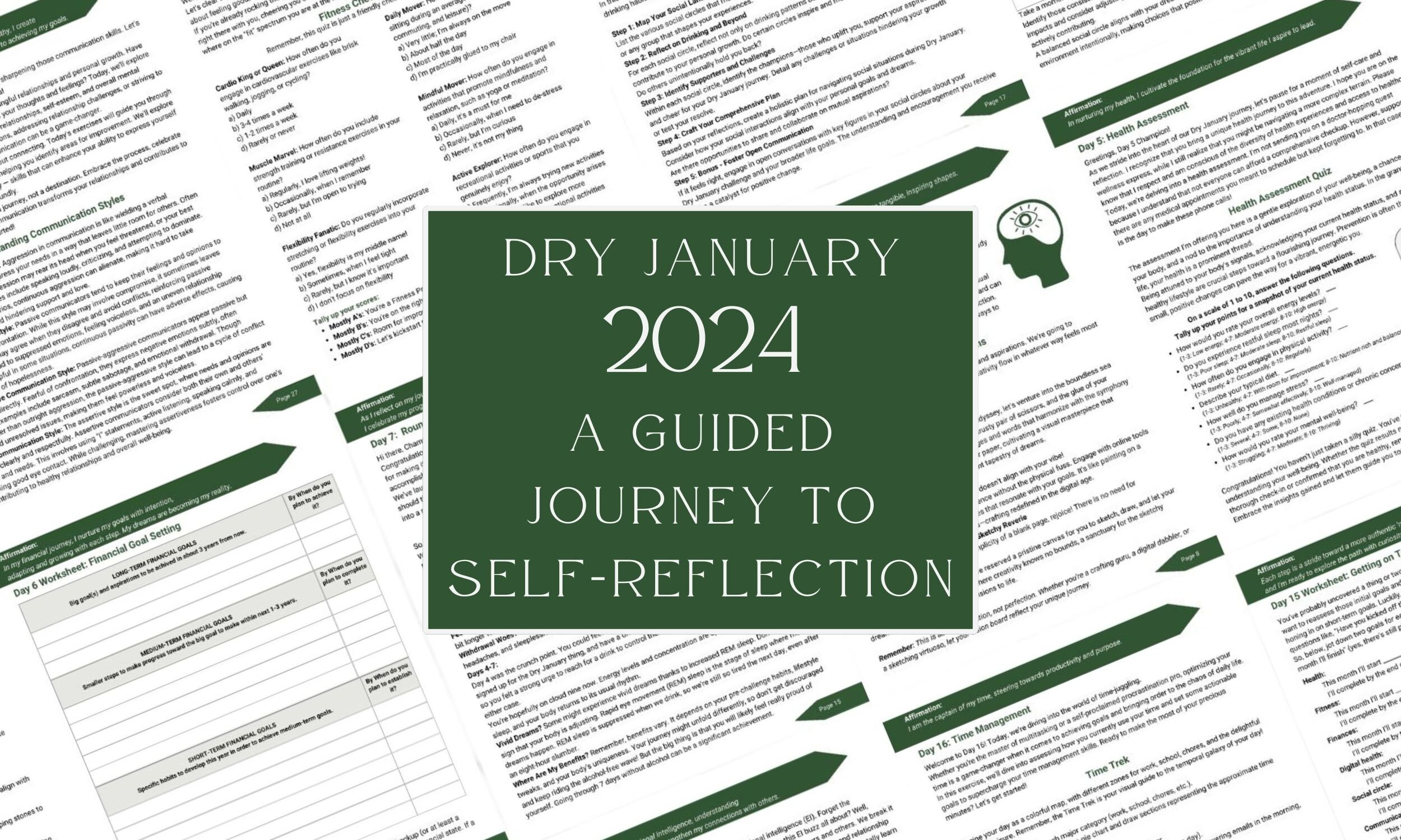 Dry January 2024 Self-exploration Guide Printable Workbook PDF - Etsy