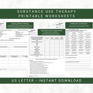 Substance Use Therapy • Addiction Recovery • Printable Worksheets PDF ...