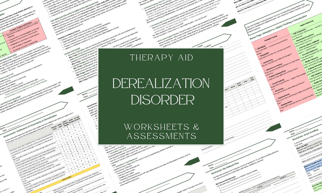 Derealization Therapy Aid • Worksheets, Assessments & Tools • Instant ...