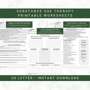 Substance Use Therapy • Addiction Recovery • Printable Worksheets PDF ...